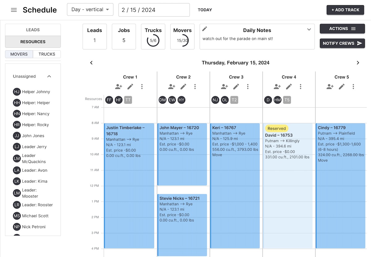 Job Schedule – Chariot