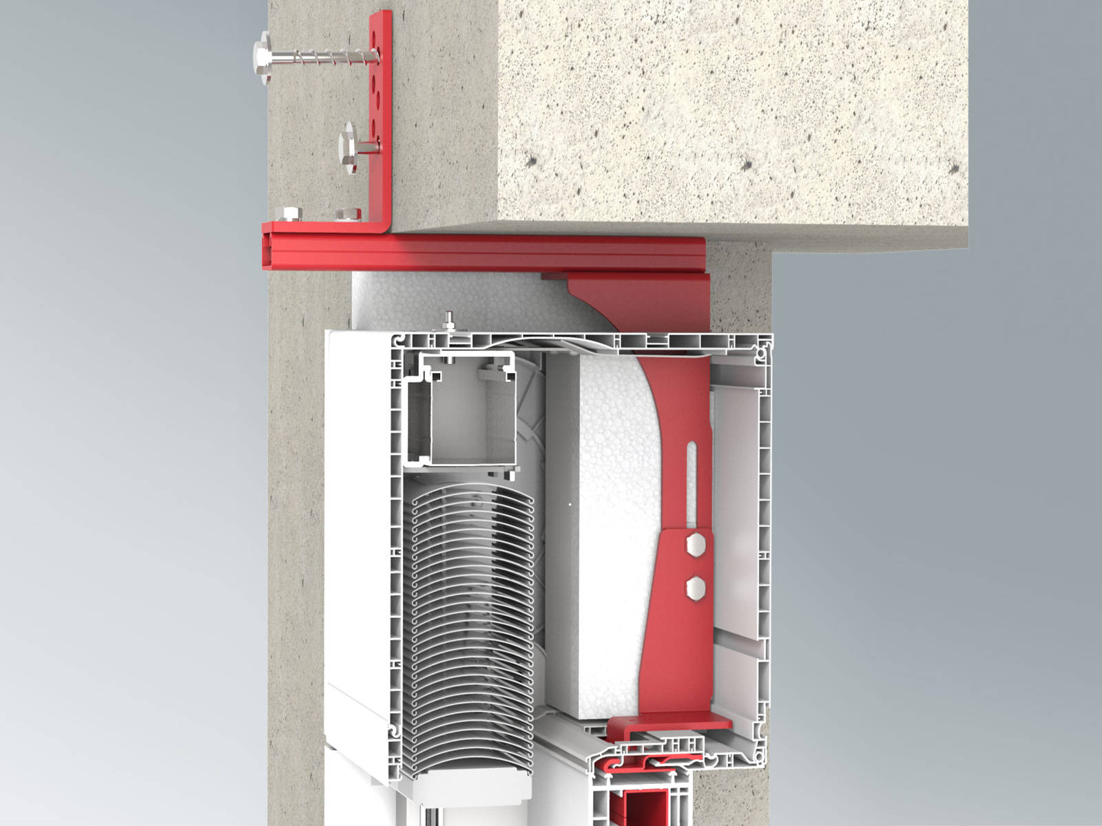 Überarbeitete Statik-Konsole für Rollladenkastensysteme