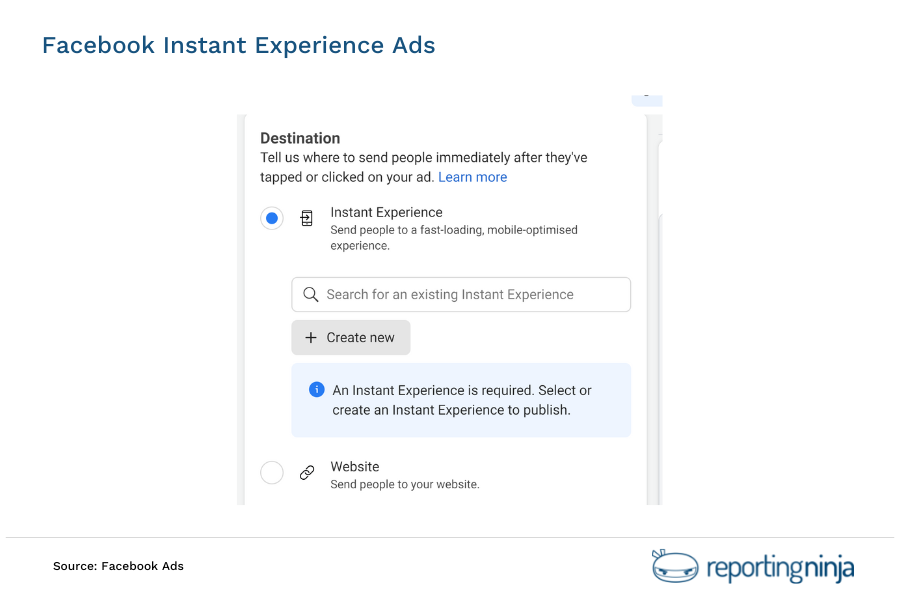 Carousel ads vs instant experience ads | Reporting Ninja