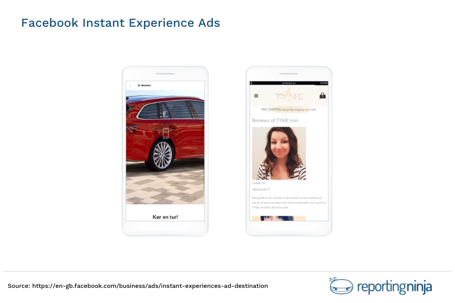 Carousel ads vs instant experience ads | Reporting Ninja