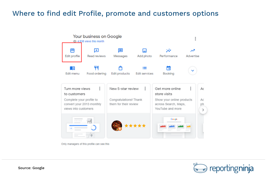 Editing and managing Google business profile | Reporting Ninja