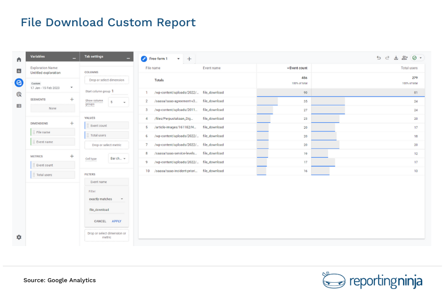 Tracking file downloads in GA4 | Reporting Ninja