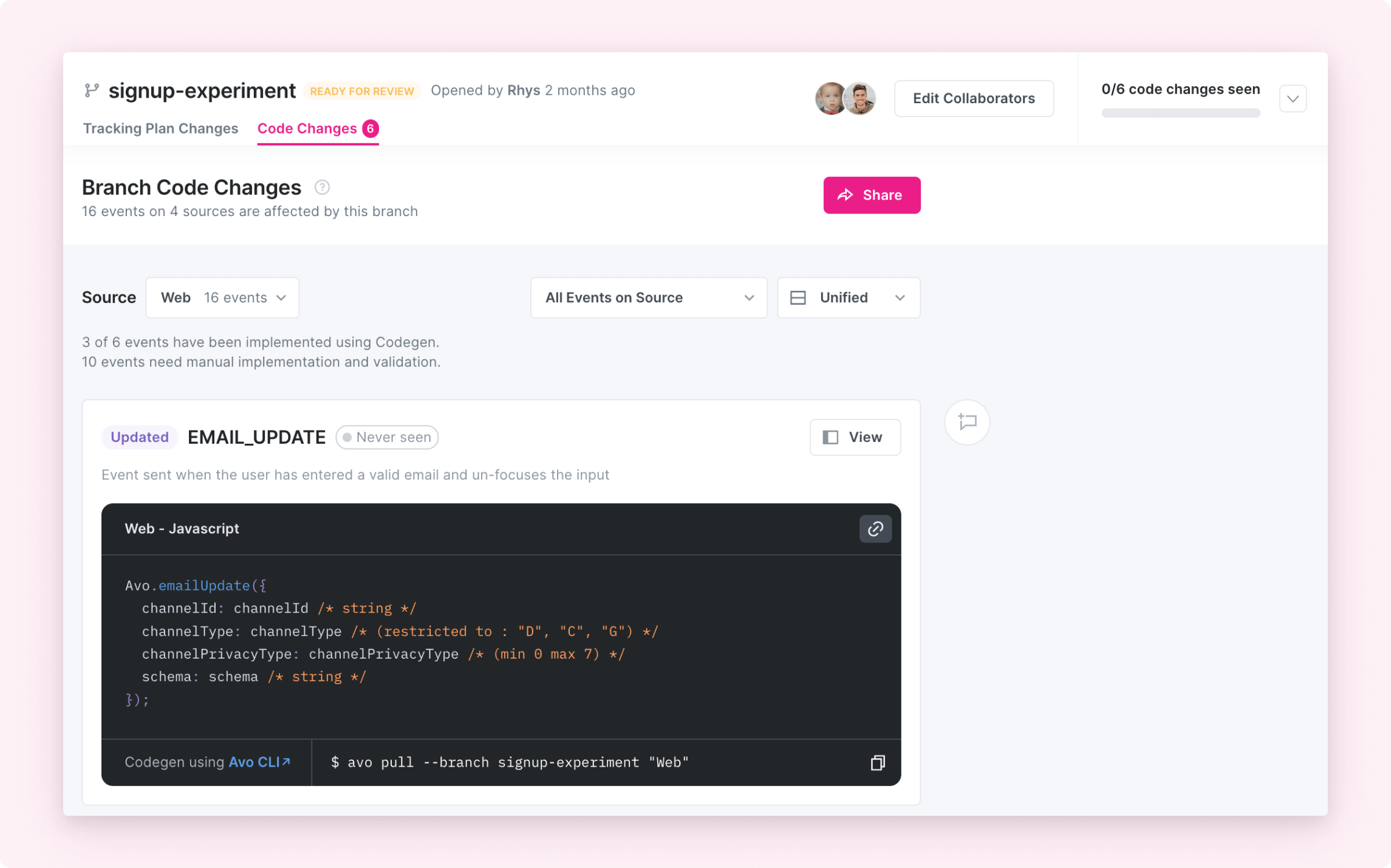 New in Avo: Easily share your analytics code snippets with developers