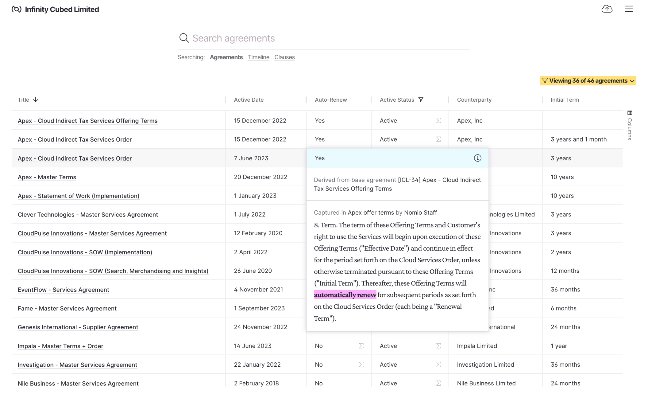 Nomio: Managed Contract Database