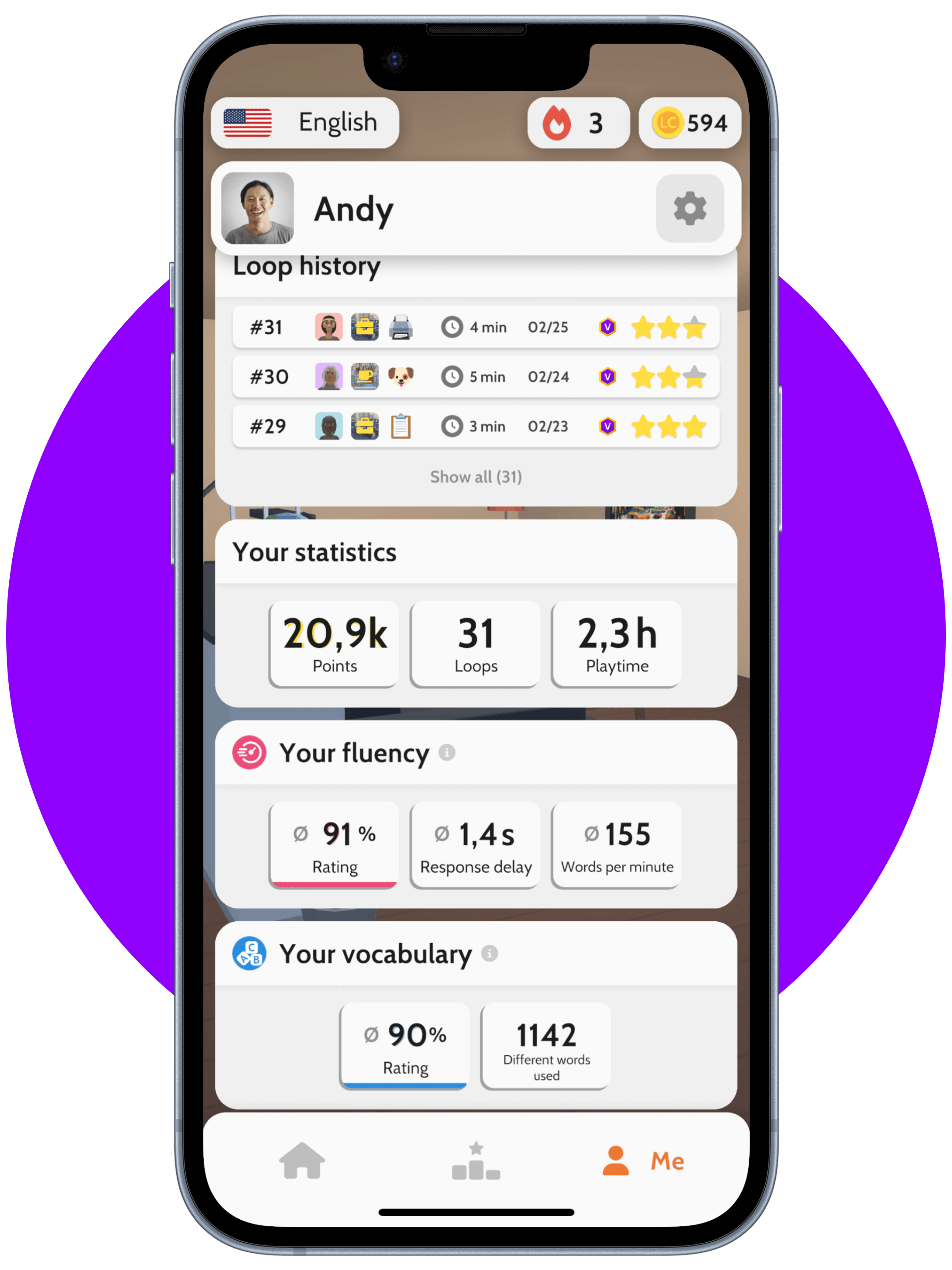 LingoLooper - The natural way to learn a language on iOS and Android