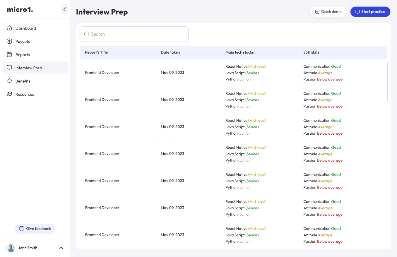 AI-powered mock interviews | micro1