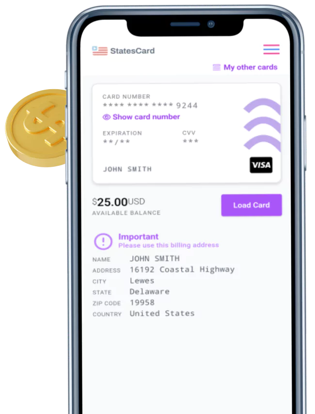 StatesCard - Virtual US Card & US Billing Address