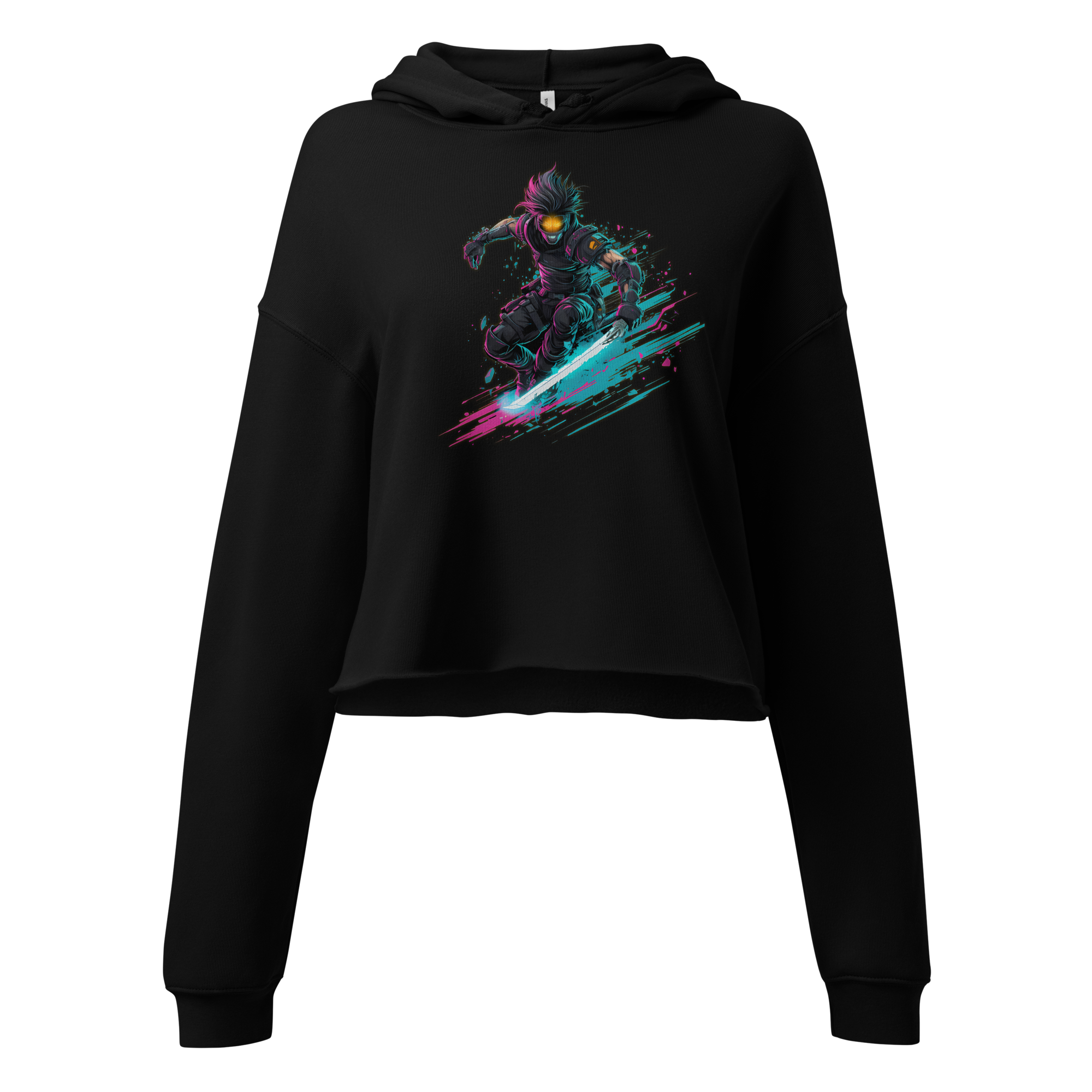 Cyber Trailblazer Crop Hoodie - Cyberpunk and Vaporware T-Shirts & Hoodies | Usual Expat Apparel