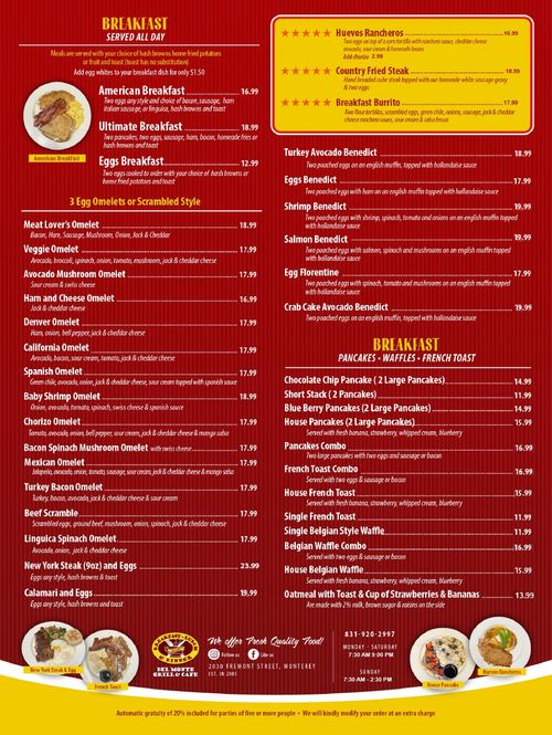 Del Monte Grill & Cafe | Menu