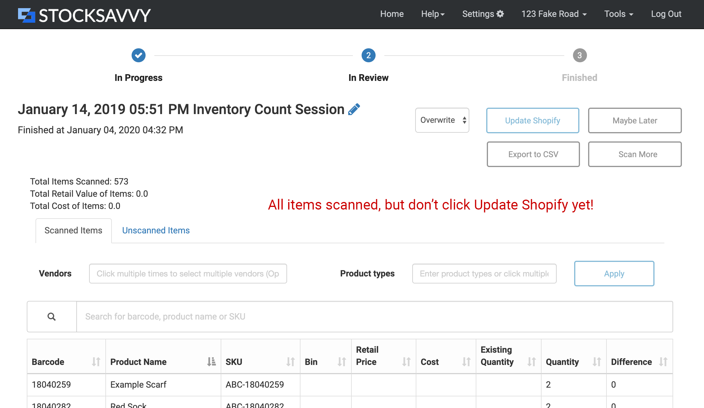 Full Physical Inventory