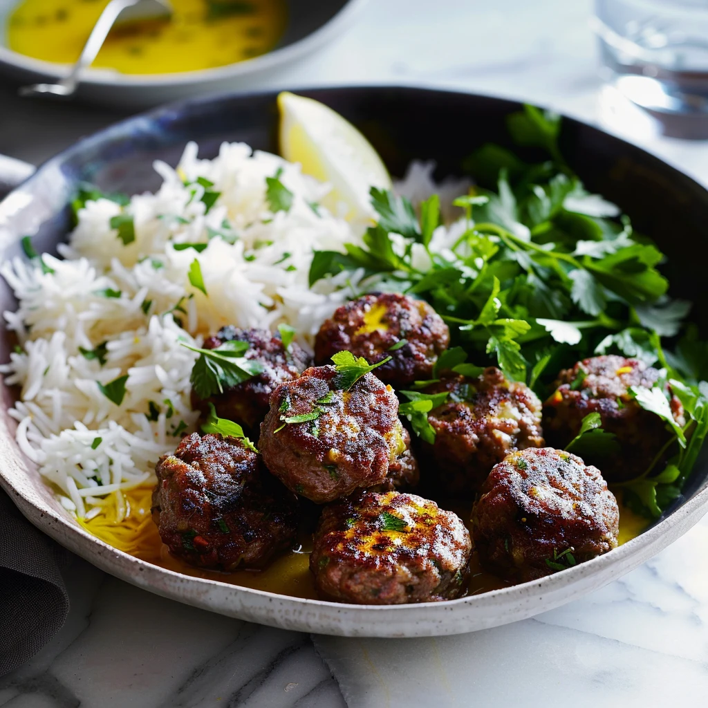 Beef Kofta with Saffron Rice
