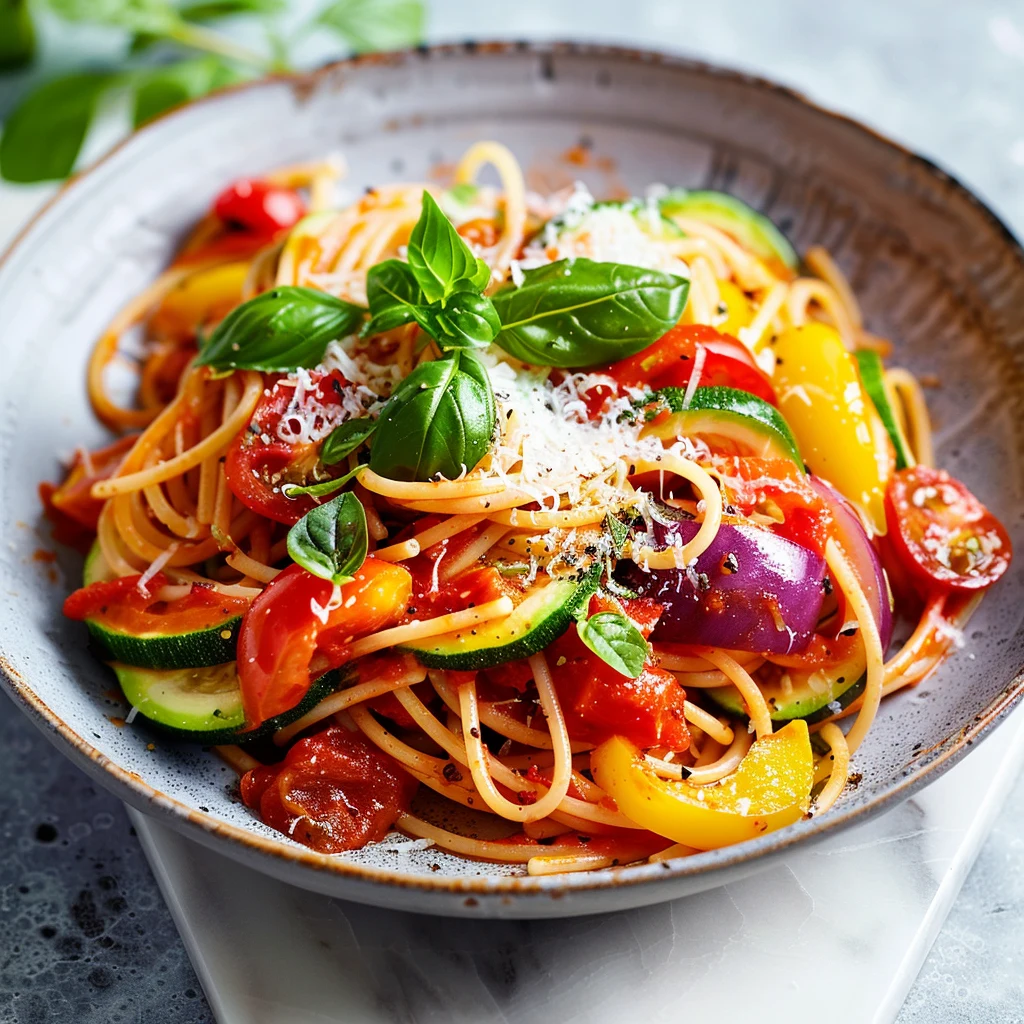 Pasta Pomodoro with Roasted Vegetables