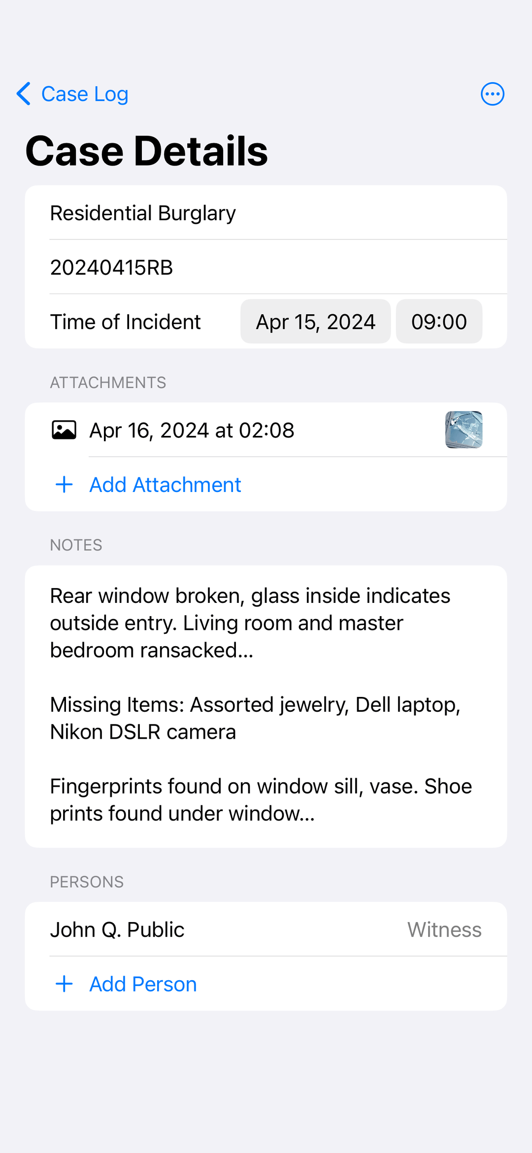 Caseify - Police Report Log