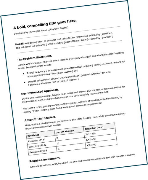 The One Page Business Case | Fluint.io Resource