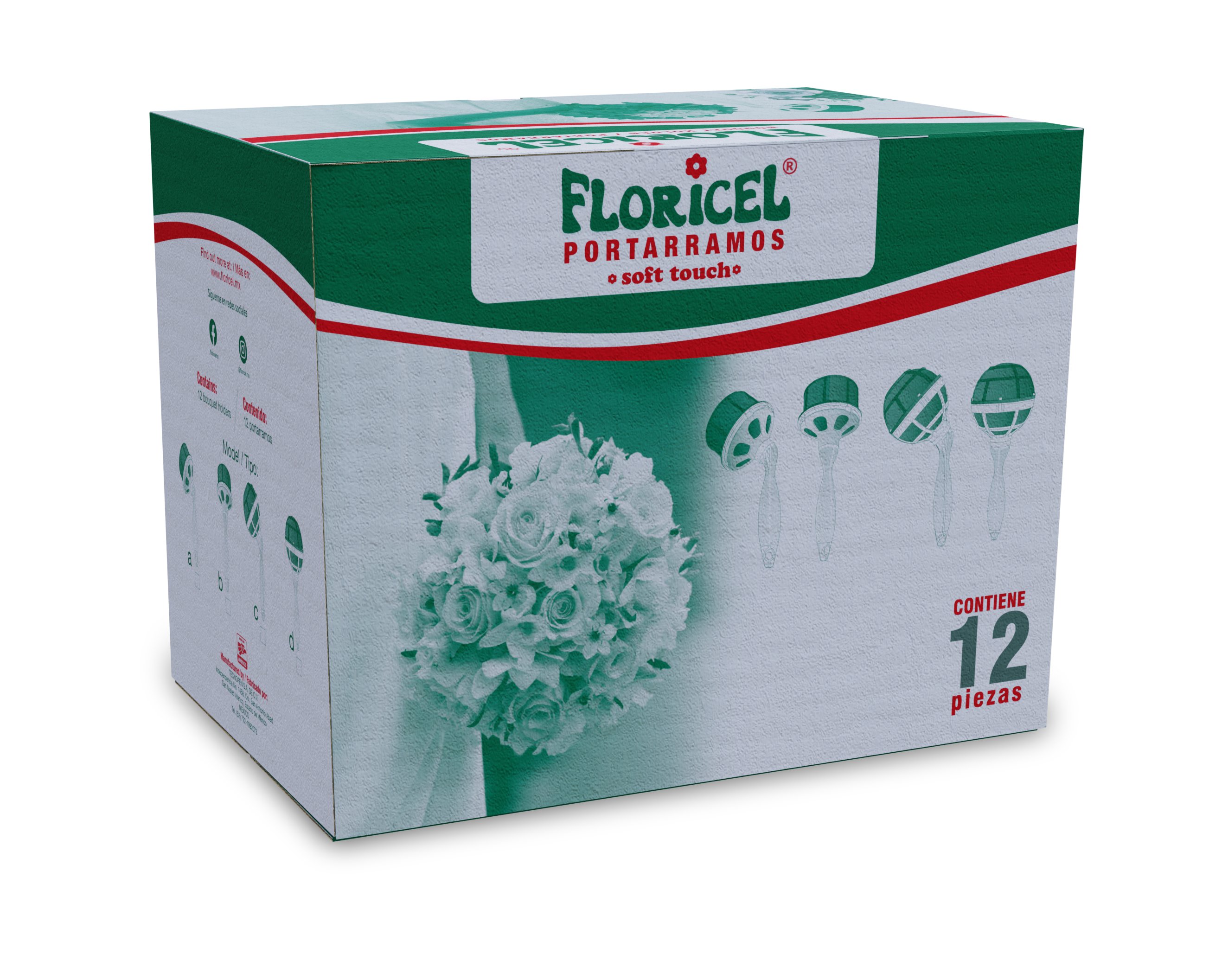 Portarramos Cilíndrico Mango Recto 12 piezas - Floricel