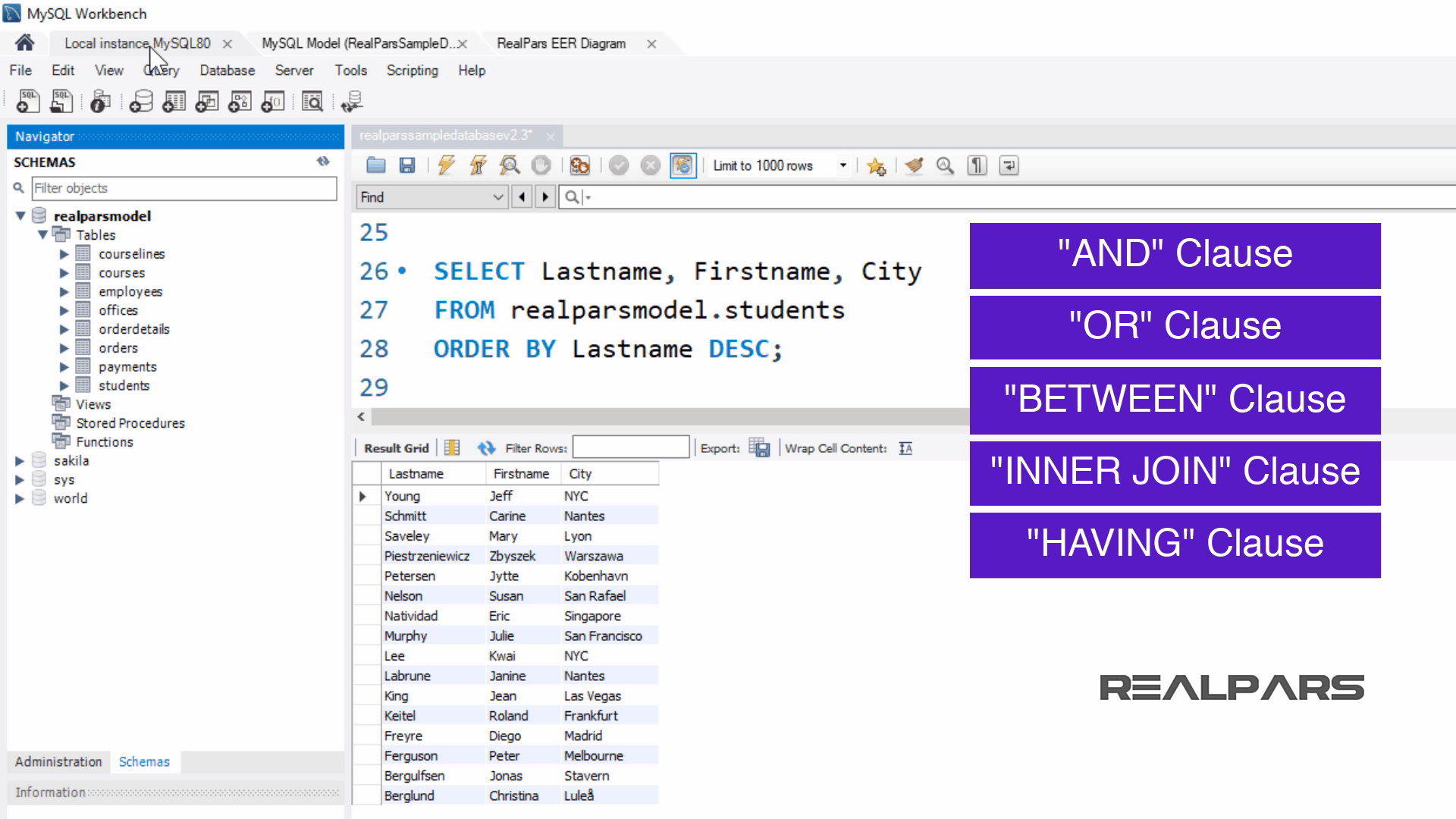 What Are Sql Inner Join And Or Having And Between Clause Statement Language Elements Part 5