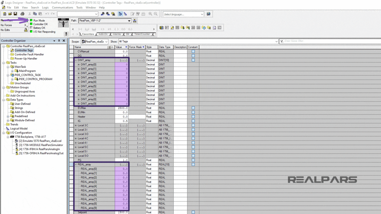 How to Configure Excel WRITE Communication to PLC (VBA) - RealPars