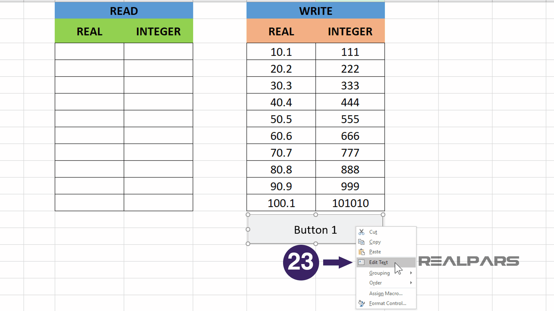 How to Configure Excel WRITE Communication to PLC (VBA) - RealPars