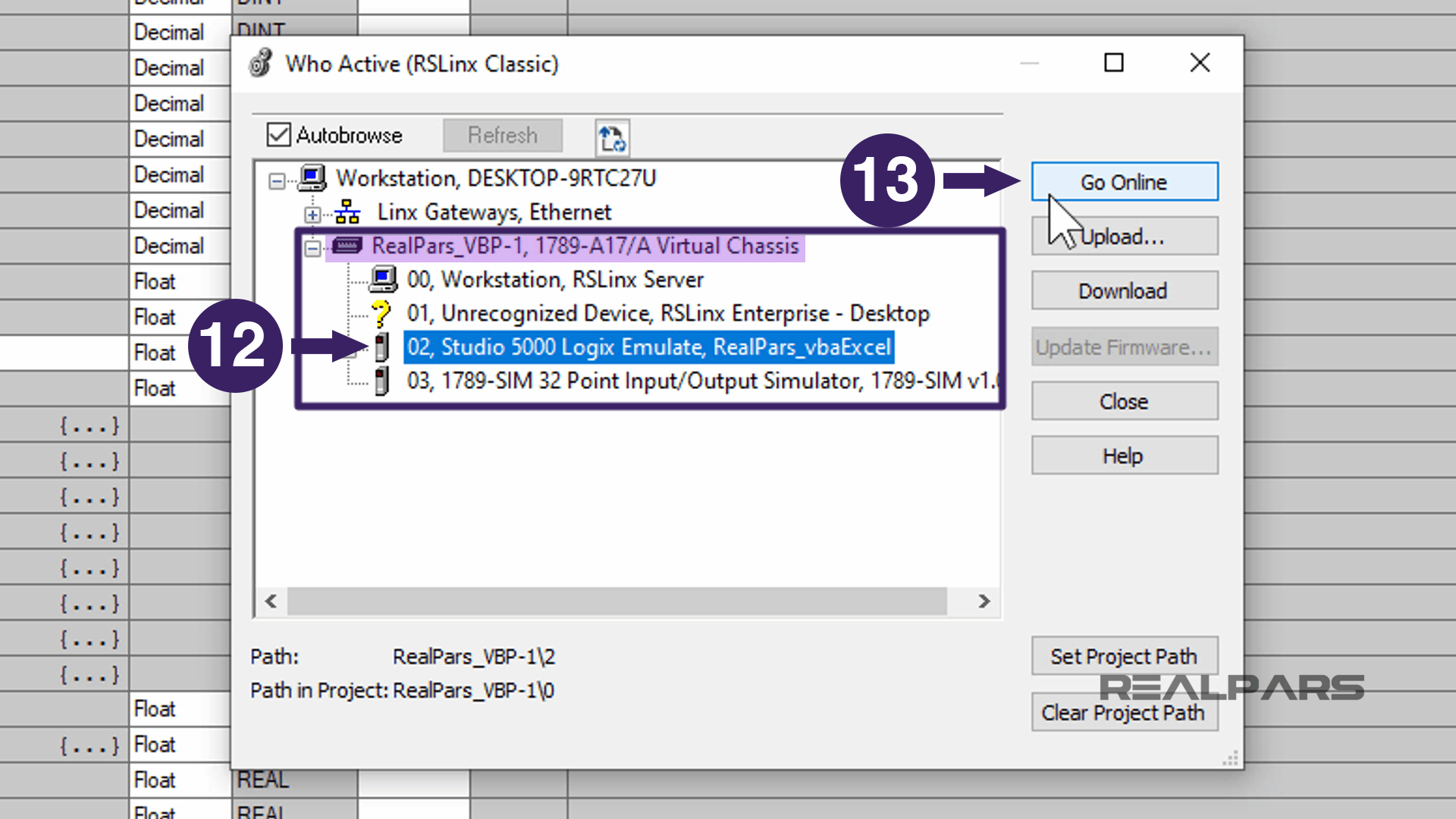 How to Configure Excel WRITE Communication to PLC (VBA) - RealPars