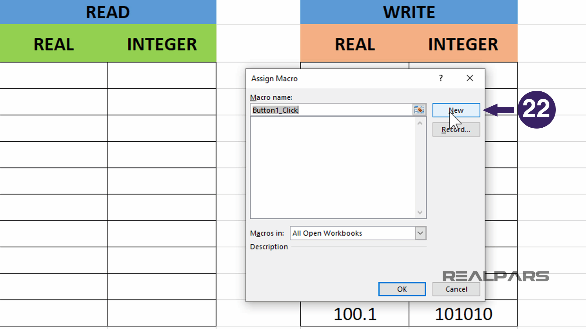 How to Configure Excel WRITE Communication to PLC (VBA) - RealPars