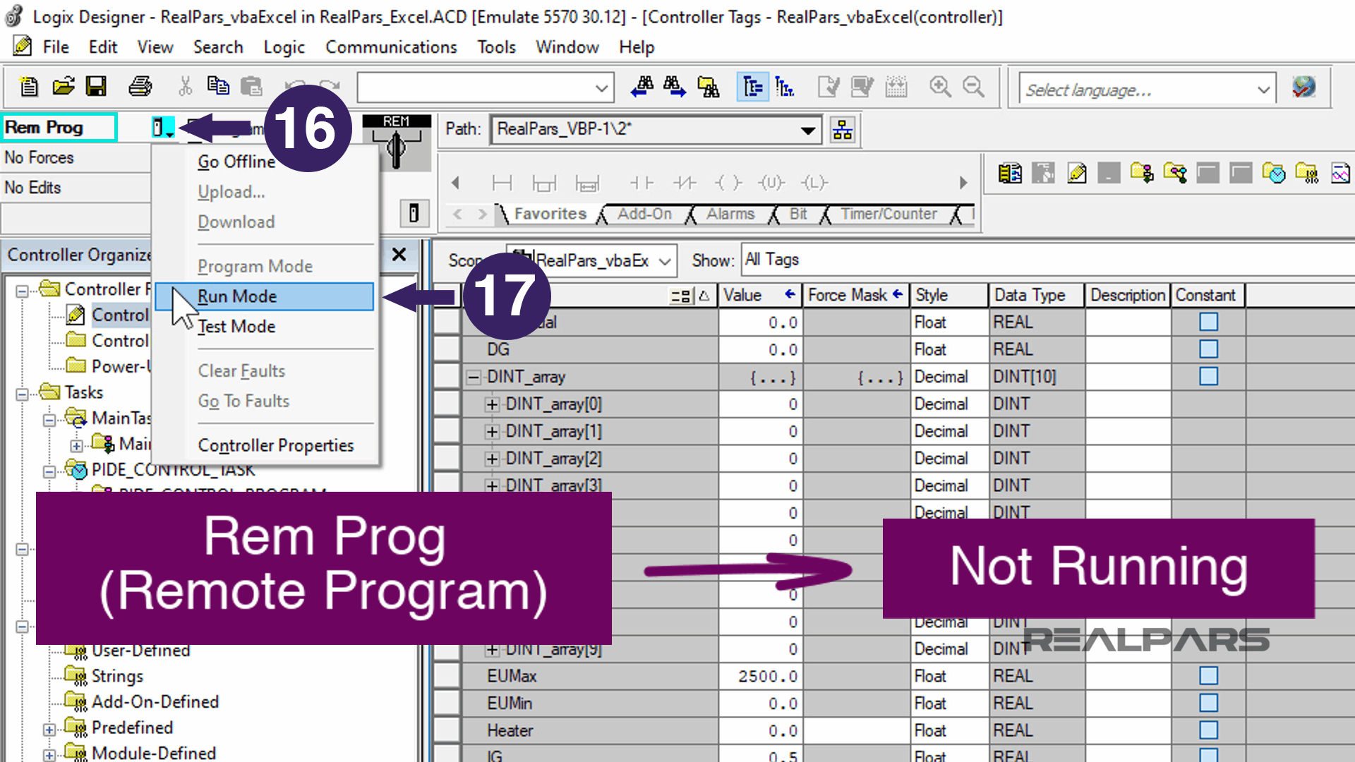 How to Configure Excel WRITE Communication to PLC (VBA) - RealPars
