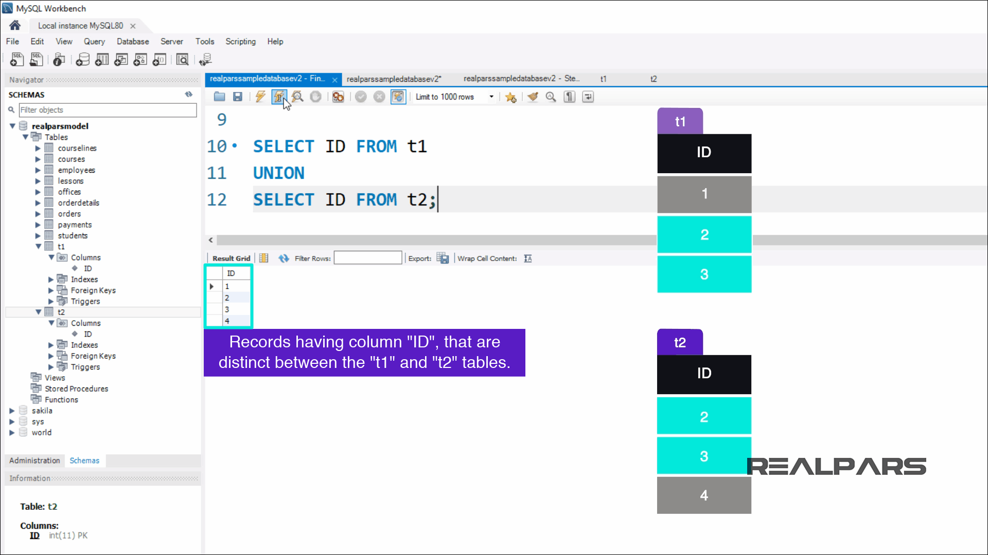 SQL Cross Join, Inner Join, and Union Clause (Part 8 of 8) - RealPars