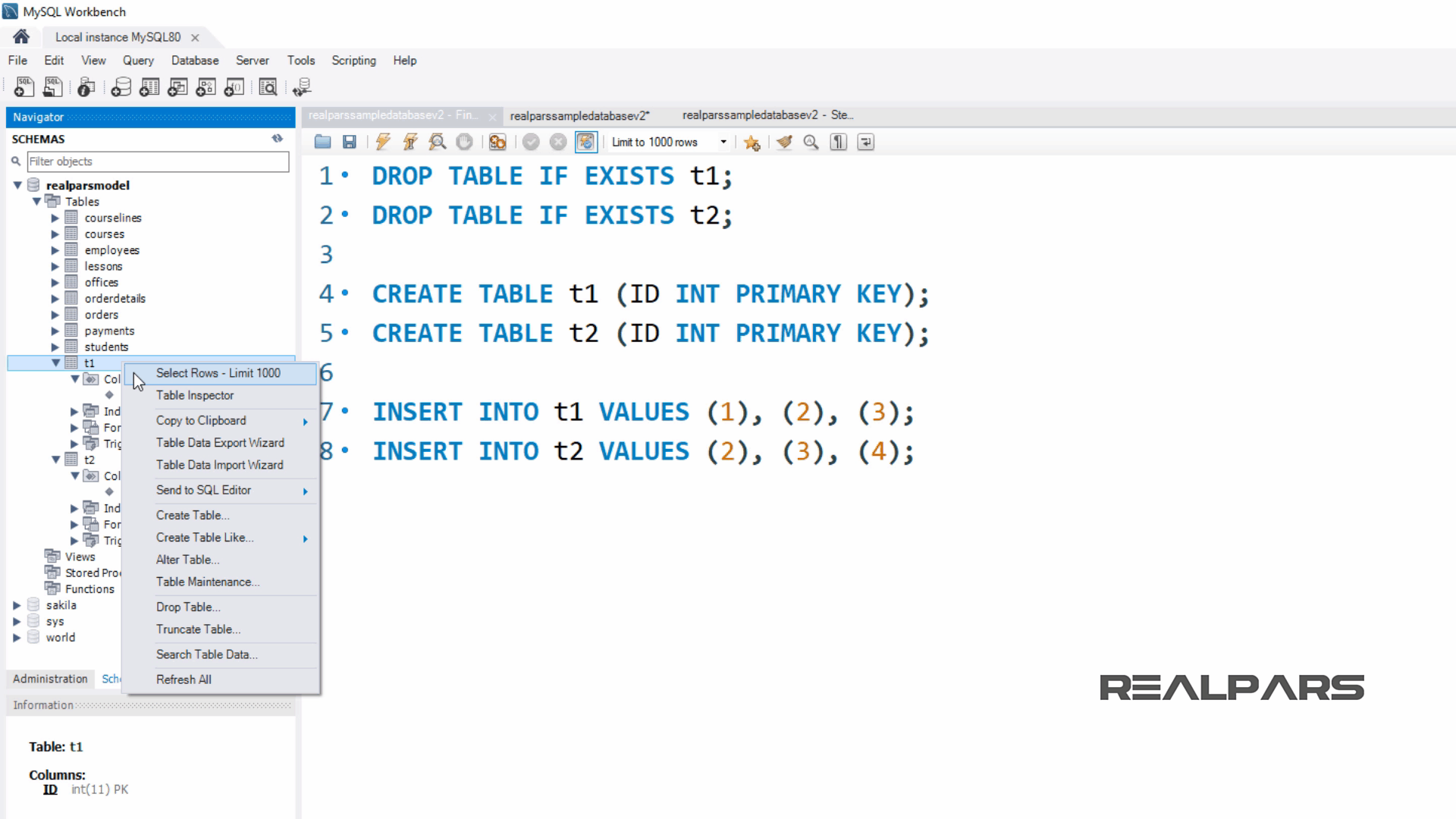 SQL Cross Join, Inner Join, and Union Clause (Part 8 of 8) - RealPars