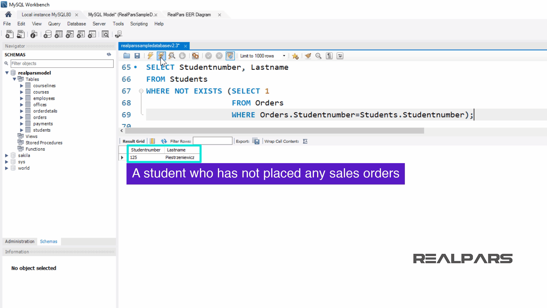 What Are The Sql Subquery And Exists Clause Part 6 Of 8 Realpars