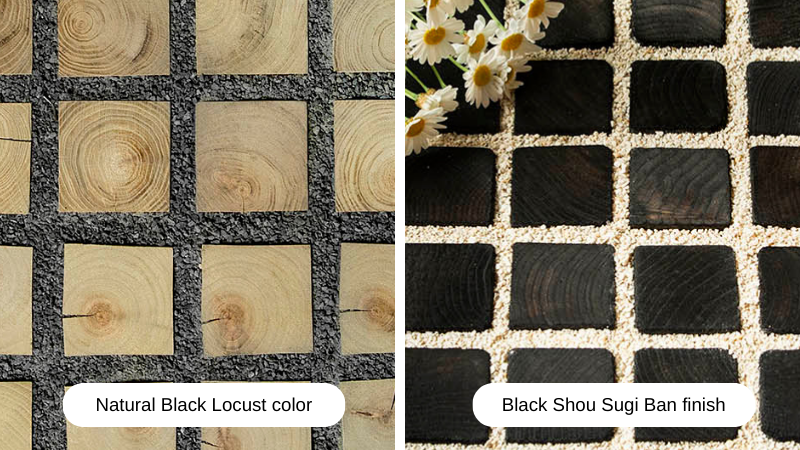 Black Locust color: what do natural wood pavers and black pavers look ...
