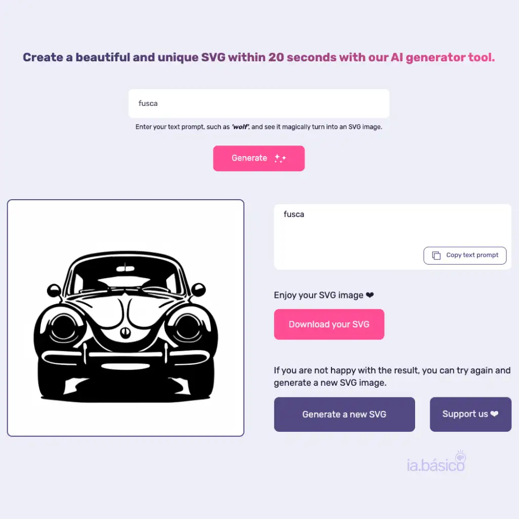 SVG.io - Ferramenta de IA gratuita para criar ícones e SVGs | IA Básico