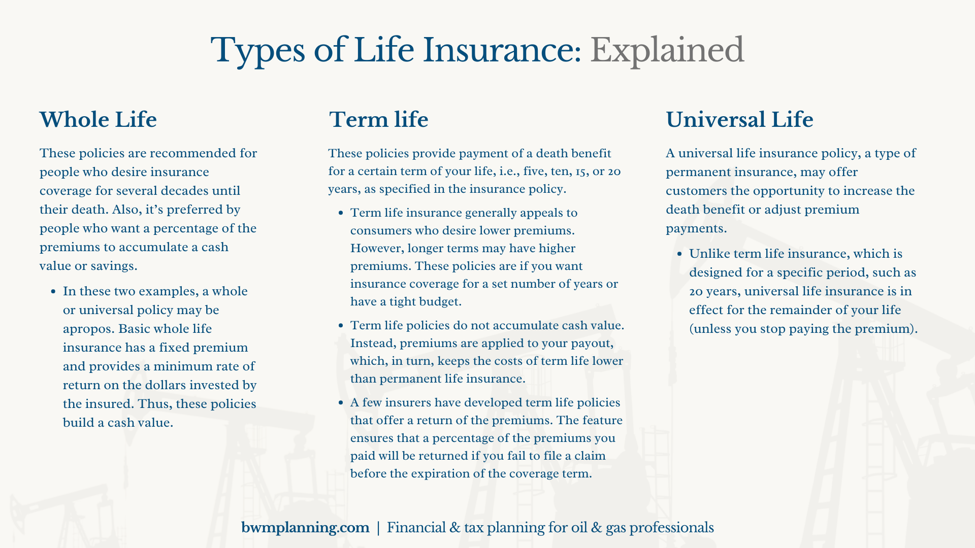 What Oil & Gas Professionals Need to Know About Universal Life Insurance