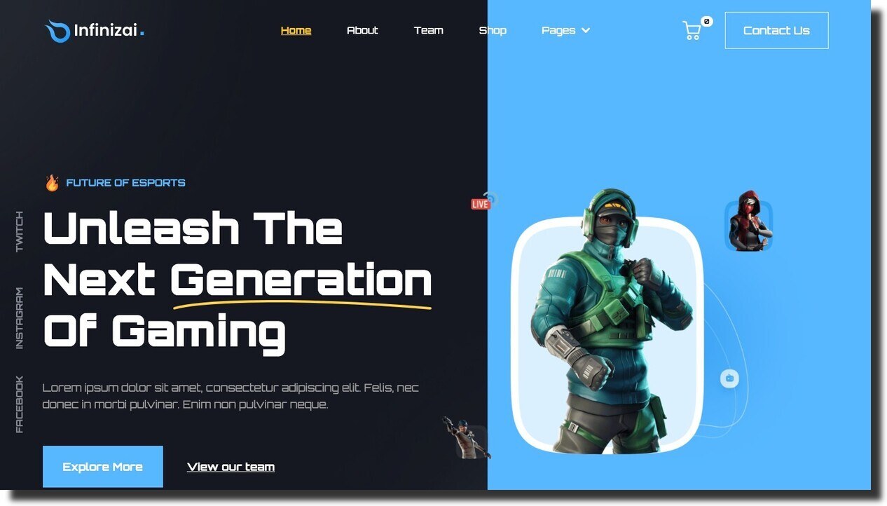 Top 22 Free Gaming Website Templates | 128 Digital