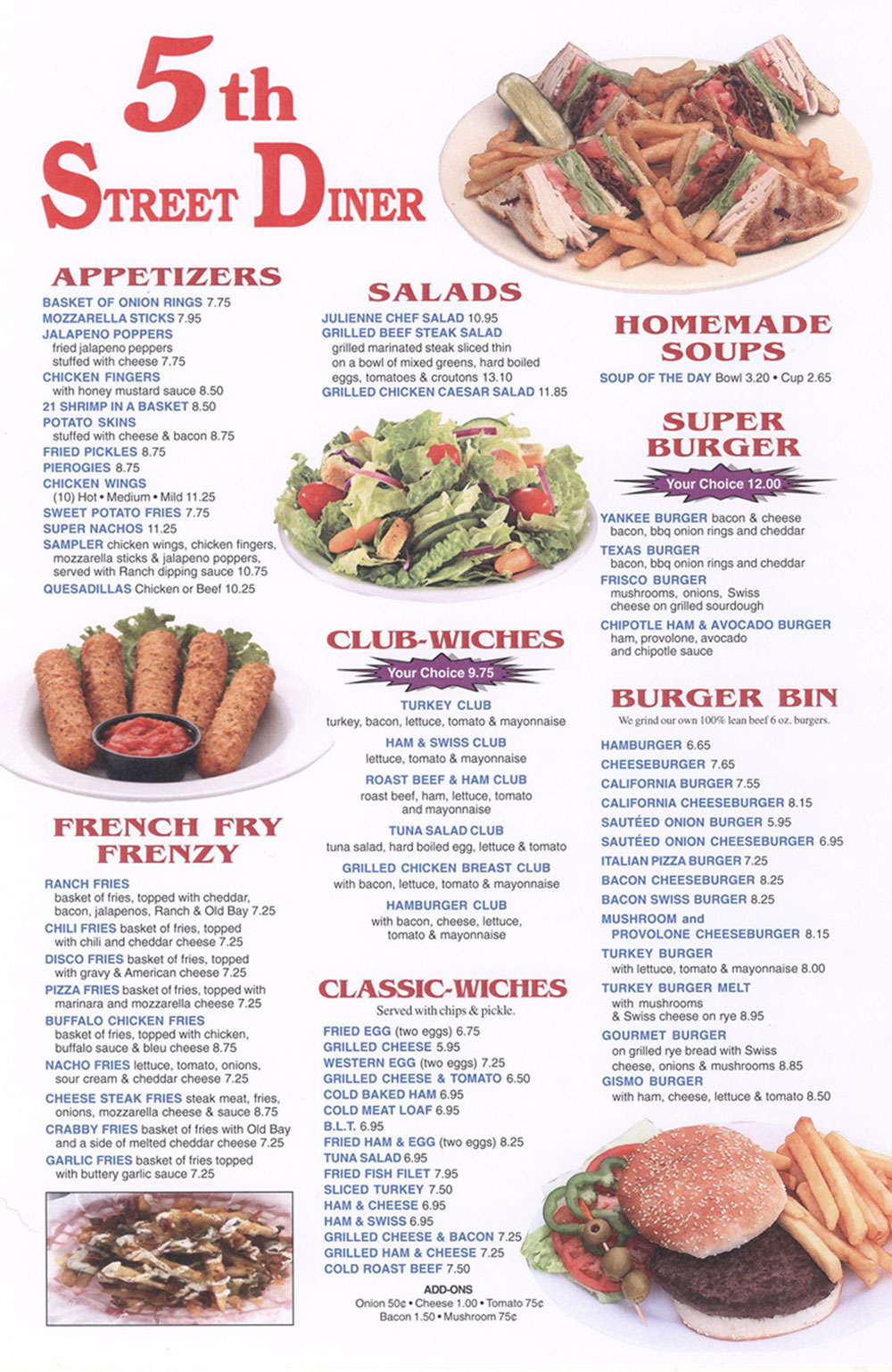 5th Street Diner | Menu | Tantalize your taste buds