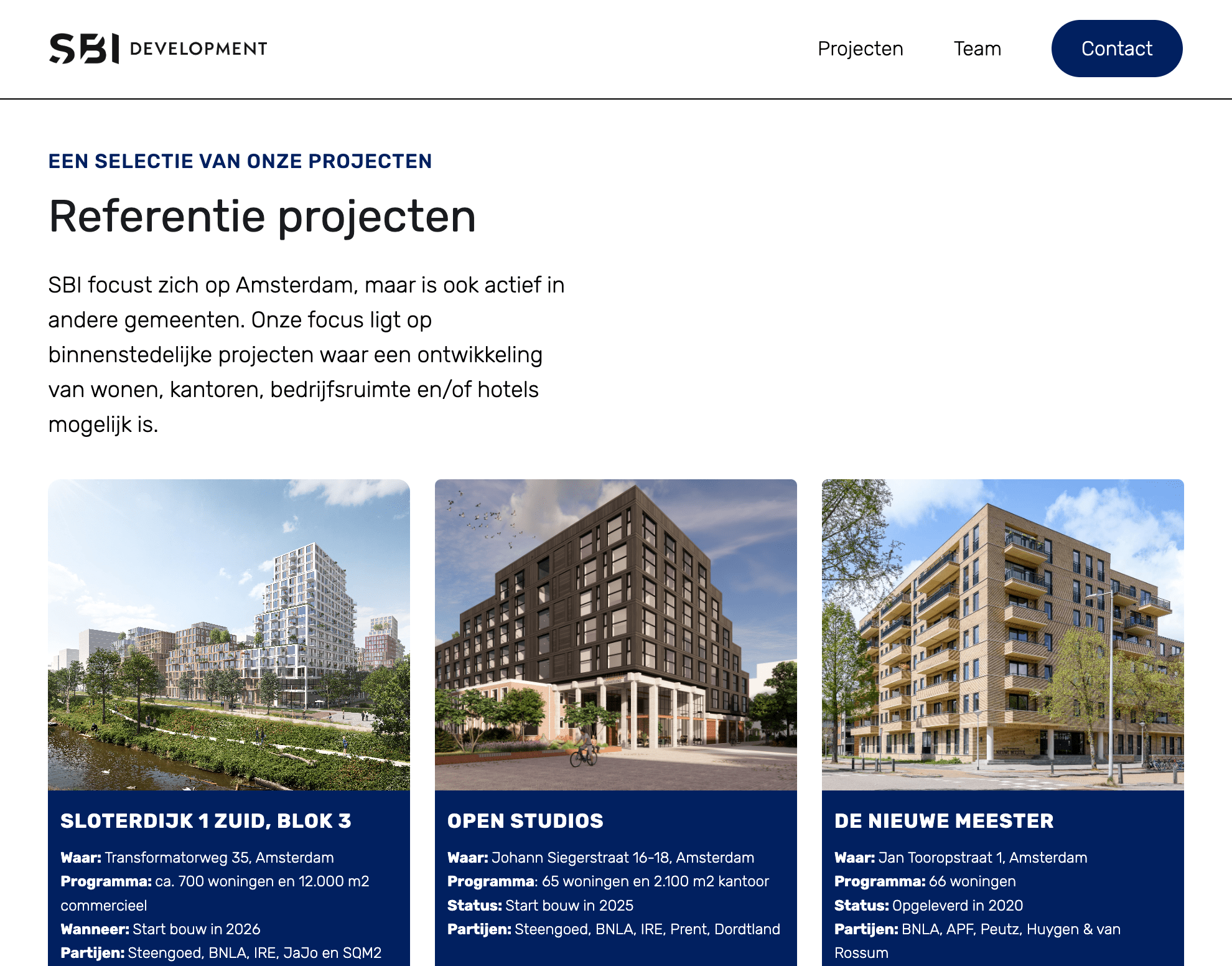 SBI Development | Projecten