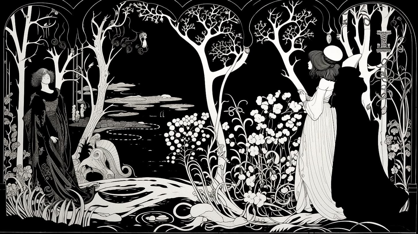 Aubrey Beardsley Midjourney style | Andrei Kovalev's Midlibrary