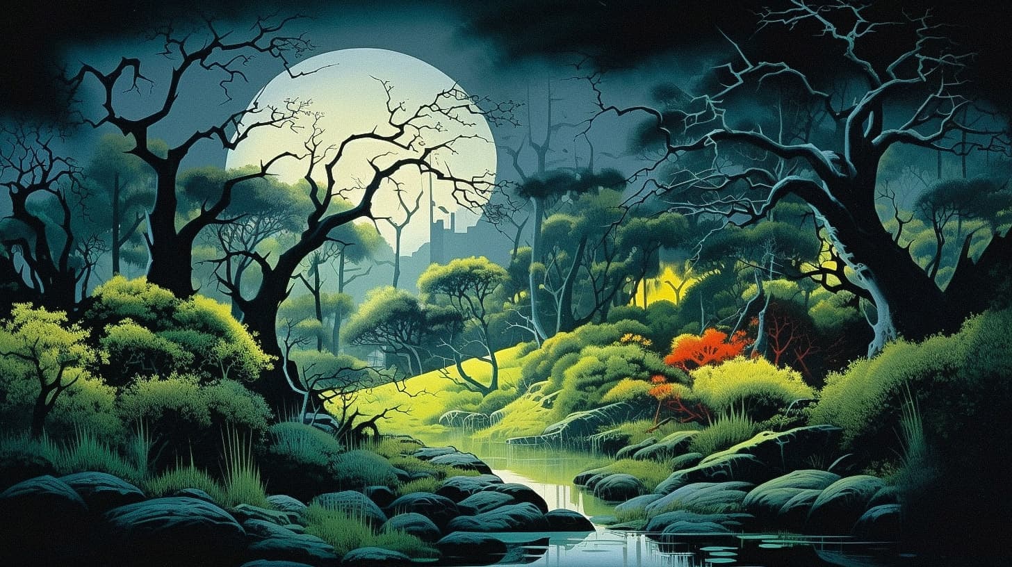 Eyvind Earle Midjourney style | Andrei Kovalev's Midlibrary