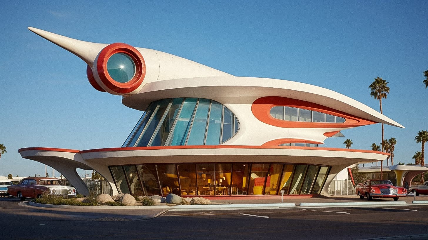 Googie architecture Midjourney style | Andrei Kovalev's Midlibrary