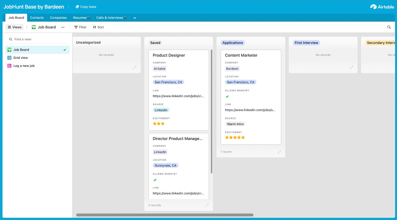 Sync LinkedIn Job Posts to Airtable in 3 Simple Steps | Bardeen Workflow