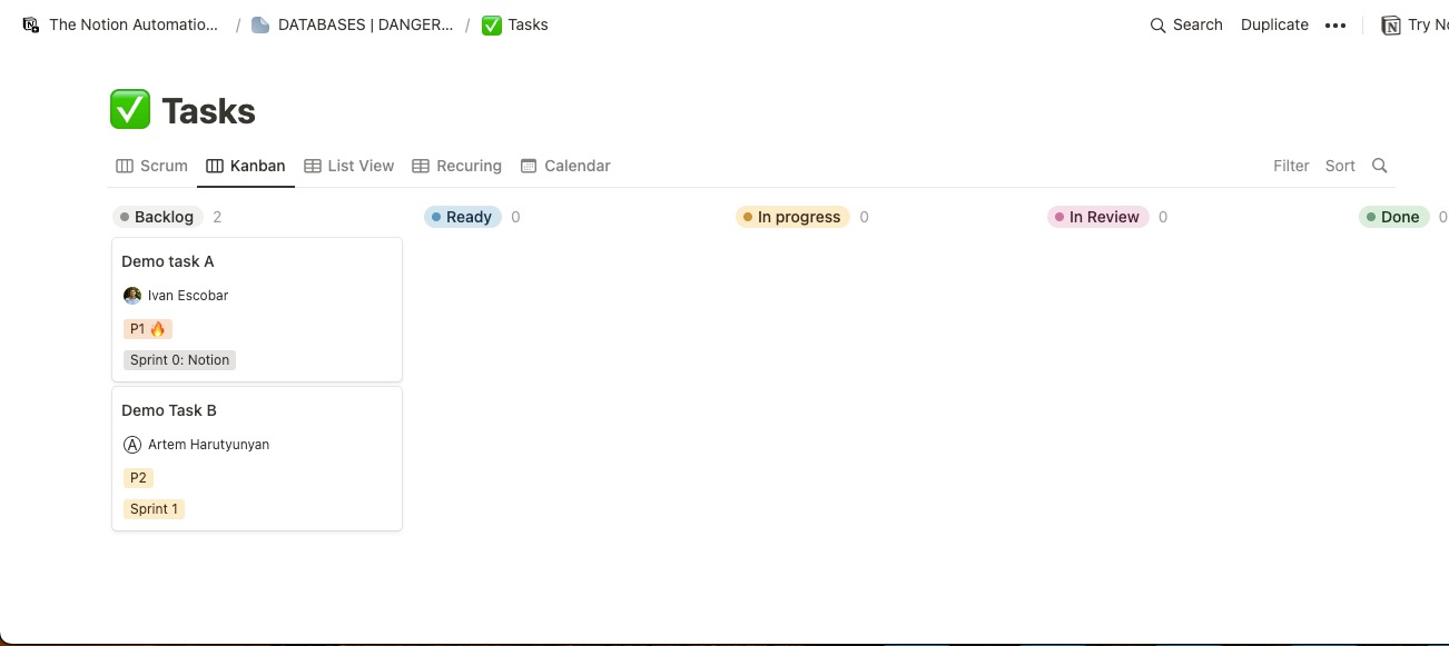 Create recurring Notion tasks