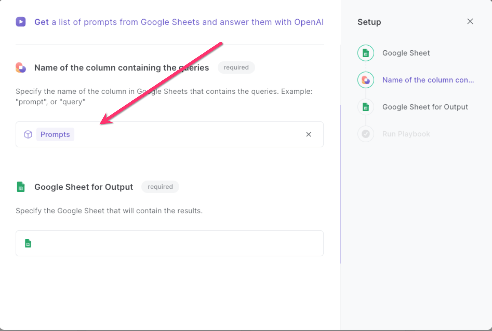 Get a list of prompts from Google Sheets and answer them with OpenAI
