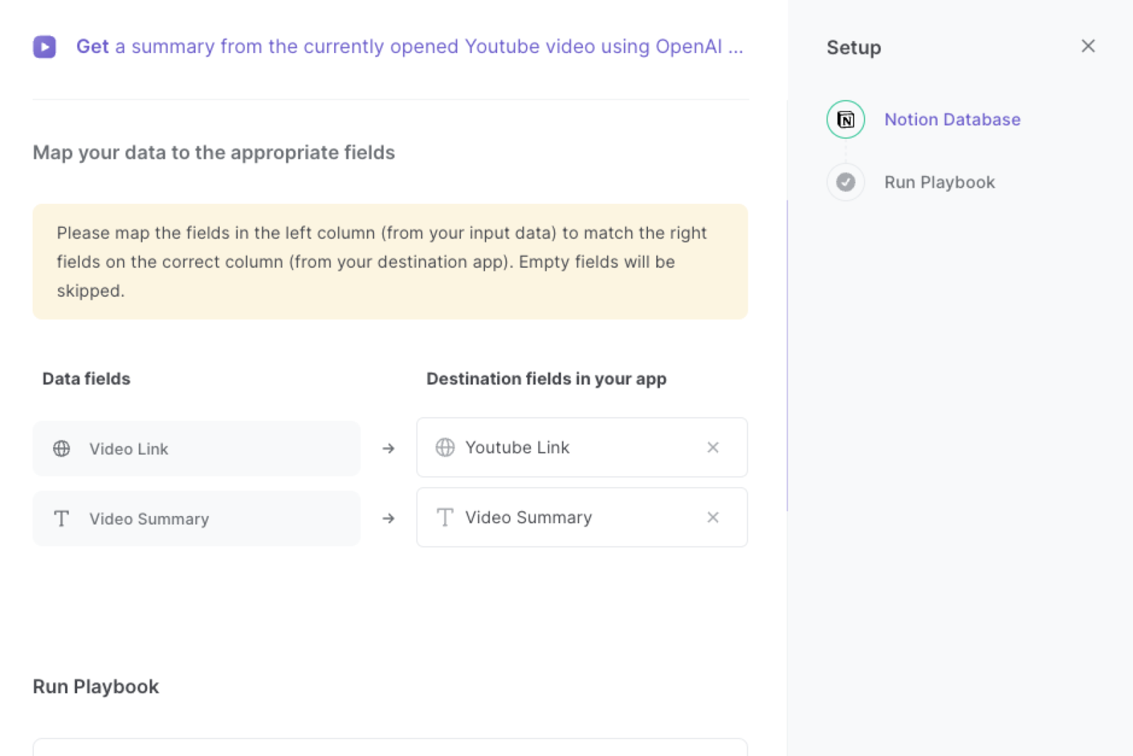Get a summary from the currently opened Youtube video using OpenAI and save to Notion