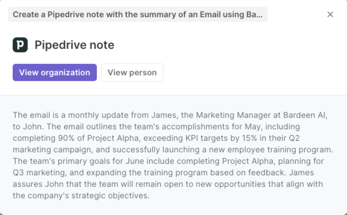Sync Email Summaries to Pipedrive Notes | Sales Automation