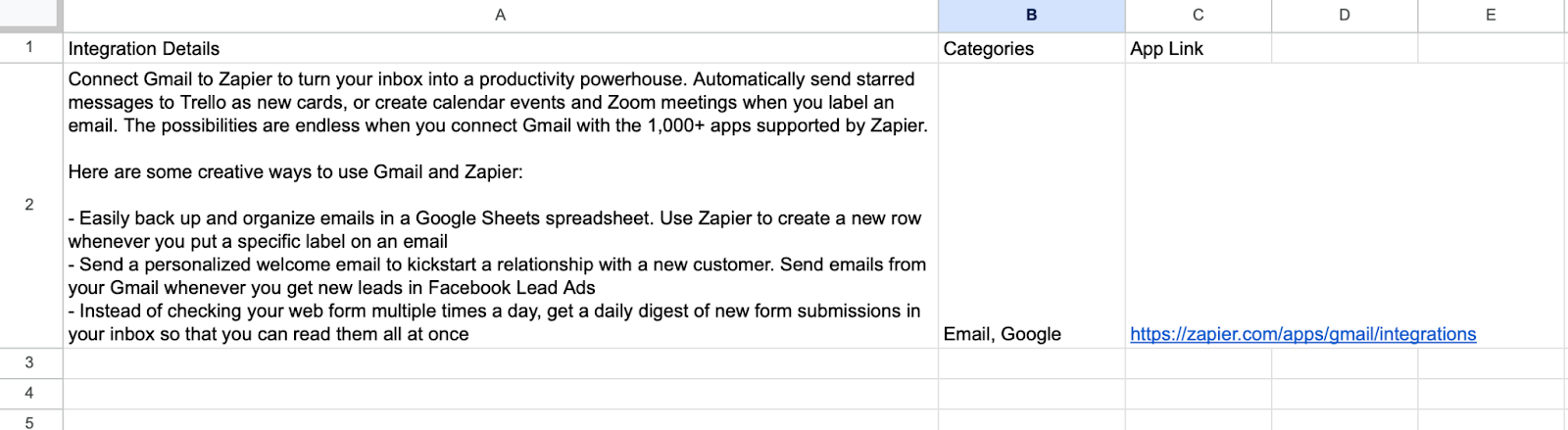 Sync Zapier App Details to Google Sheets in Seconds | Bardeen Workflow