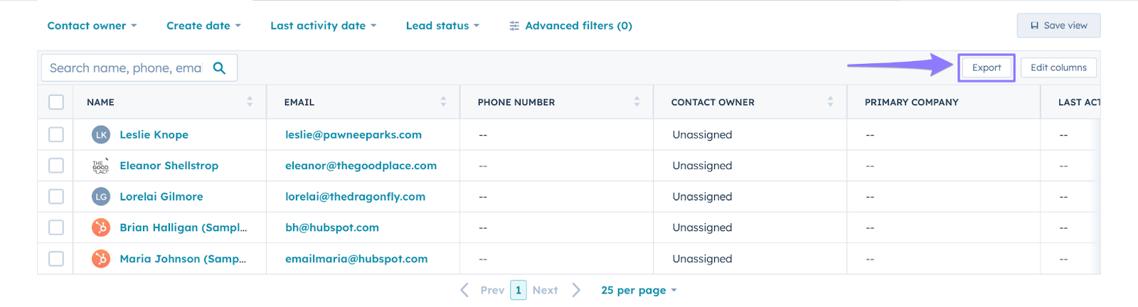 How to export contacts from HubSpot