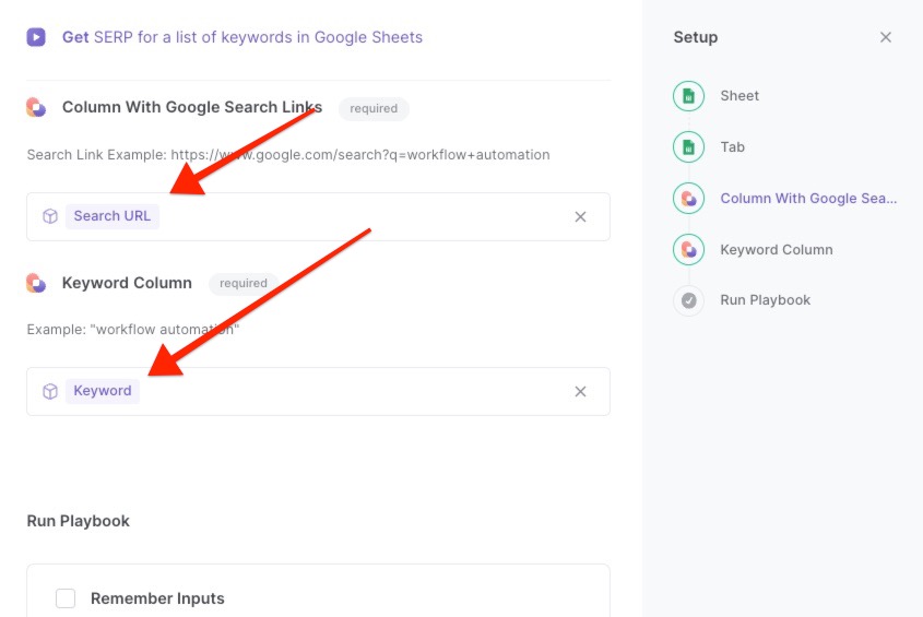Get SERP for a list of keywords in Google Sheets