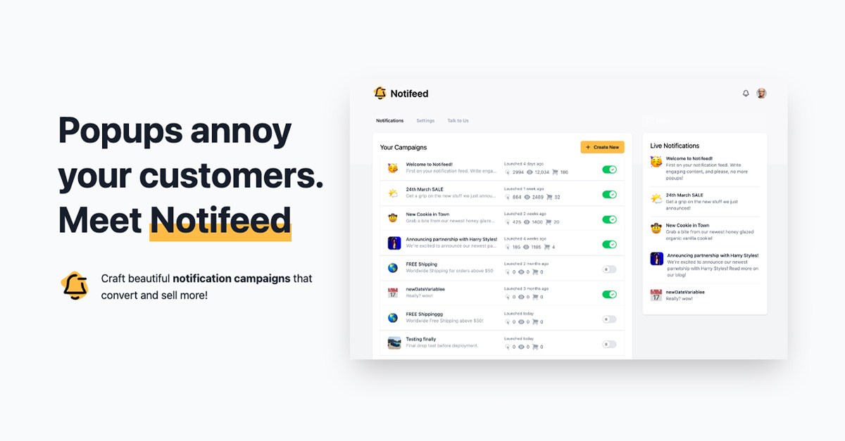 Notifeed: Header Notifications App for Shopify | Boost Engagement & Sales