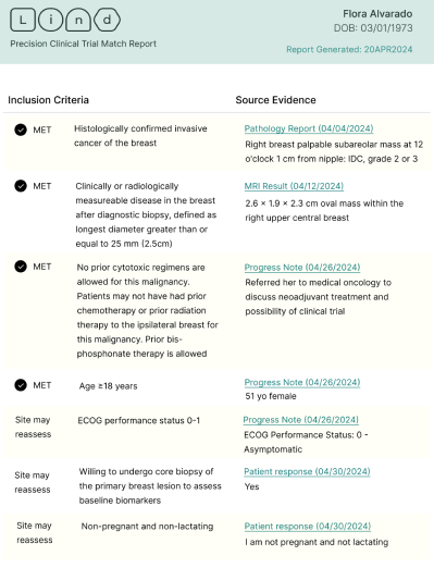 Lind - Clinical Trial Search & Matching