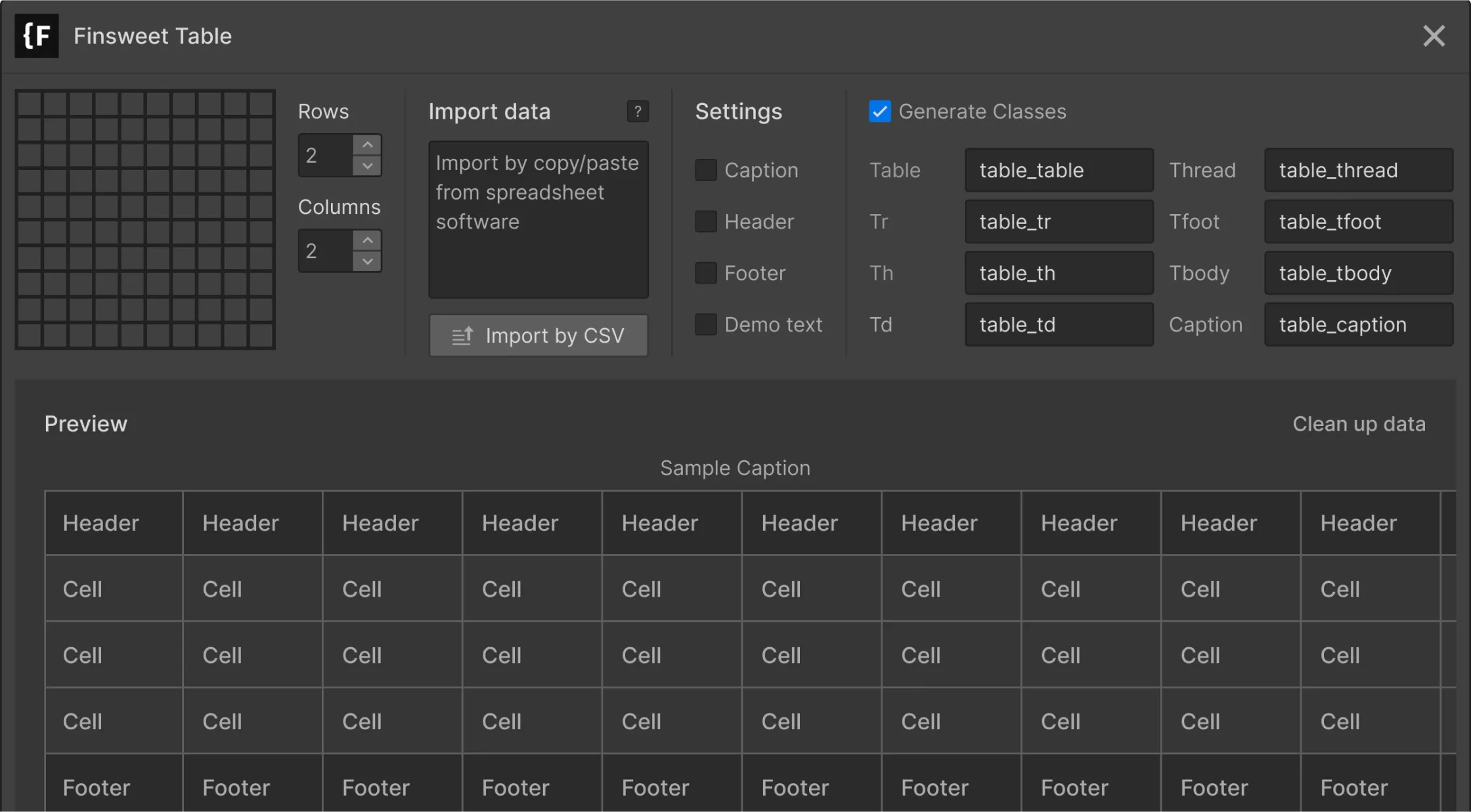 Finsweet Components - Table